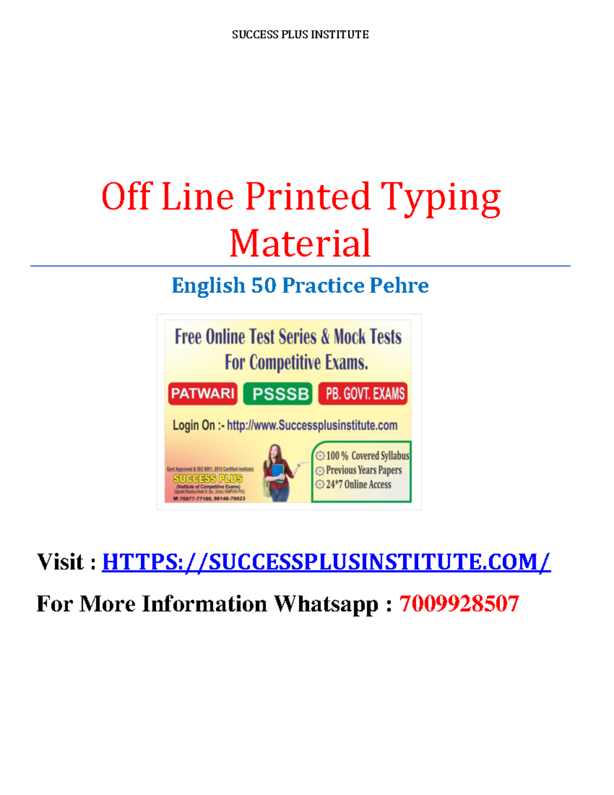 Effective English Typing Material for Practice: English 50 Pehre - Studocu