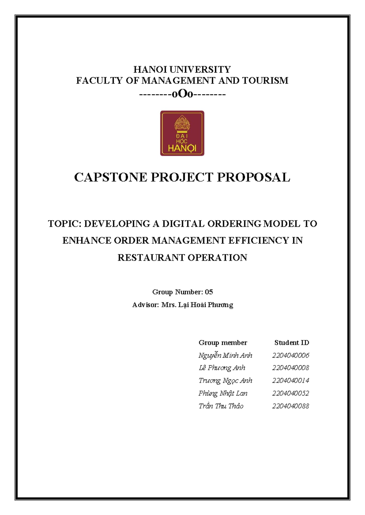 HUMANITIES 101: Capstone Project Proposal on Digital Ordering Model ...