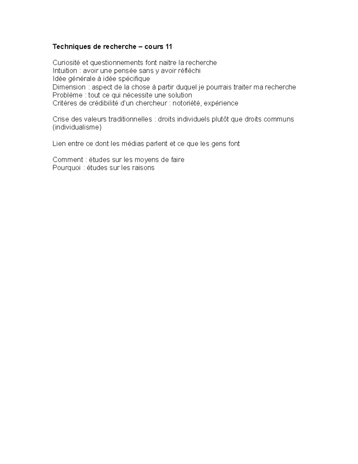 Notes cours 11 - Techniques de recherche – cours 11 Curiosité et ...