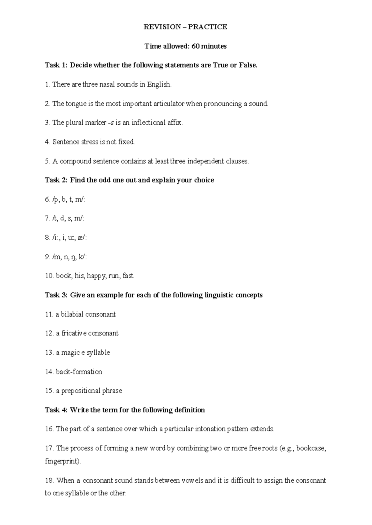 LNG 101: Revision Practice for Linguistics Concepts and Structures ...