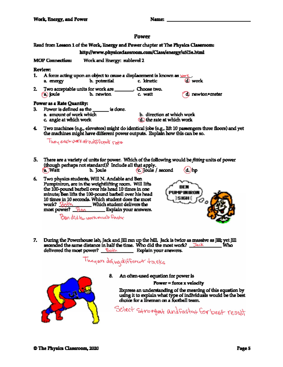 Power - Work, Energy, and Power Lesson 1 Review (Physics) - Studocu