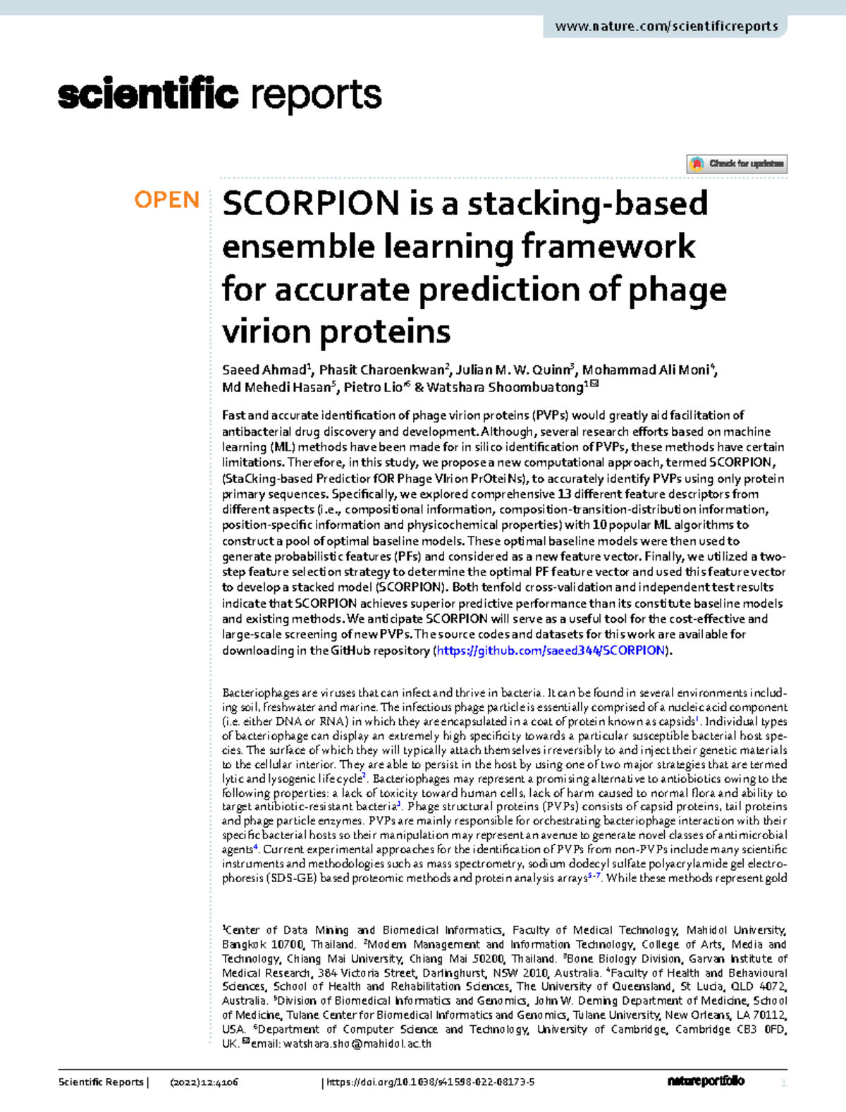 SCORPION: Stacking Ensemble Method for Phage Virion Proteins Prediction ...