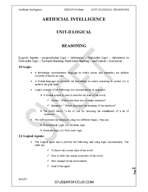AI Chapter 4 - AI Lecture Notes - Chapter- 4 Knowledge Representation ...