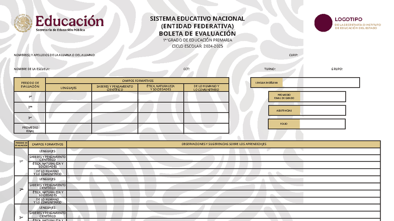 Boleta de Evaluación - Educación Primaria (1er a 5to Grado) - Studocu
