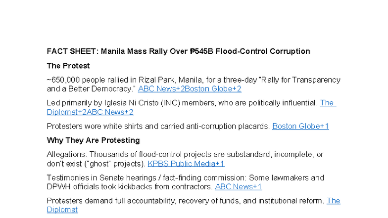 FACT Sheet-NEWS Writing - FACT SHEET: Manila Mass Rally Over ₱545B ...
