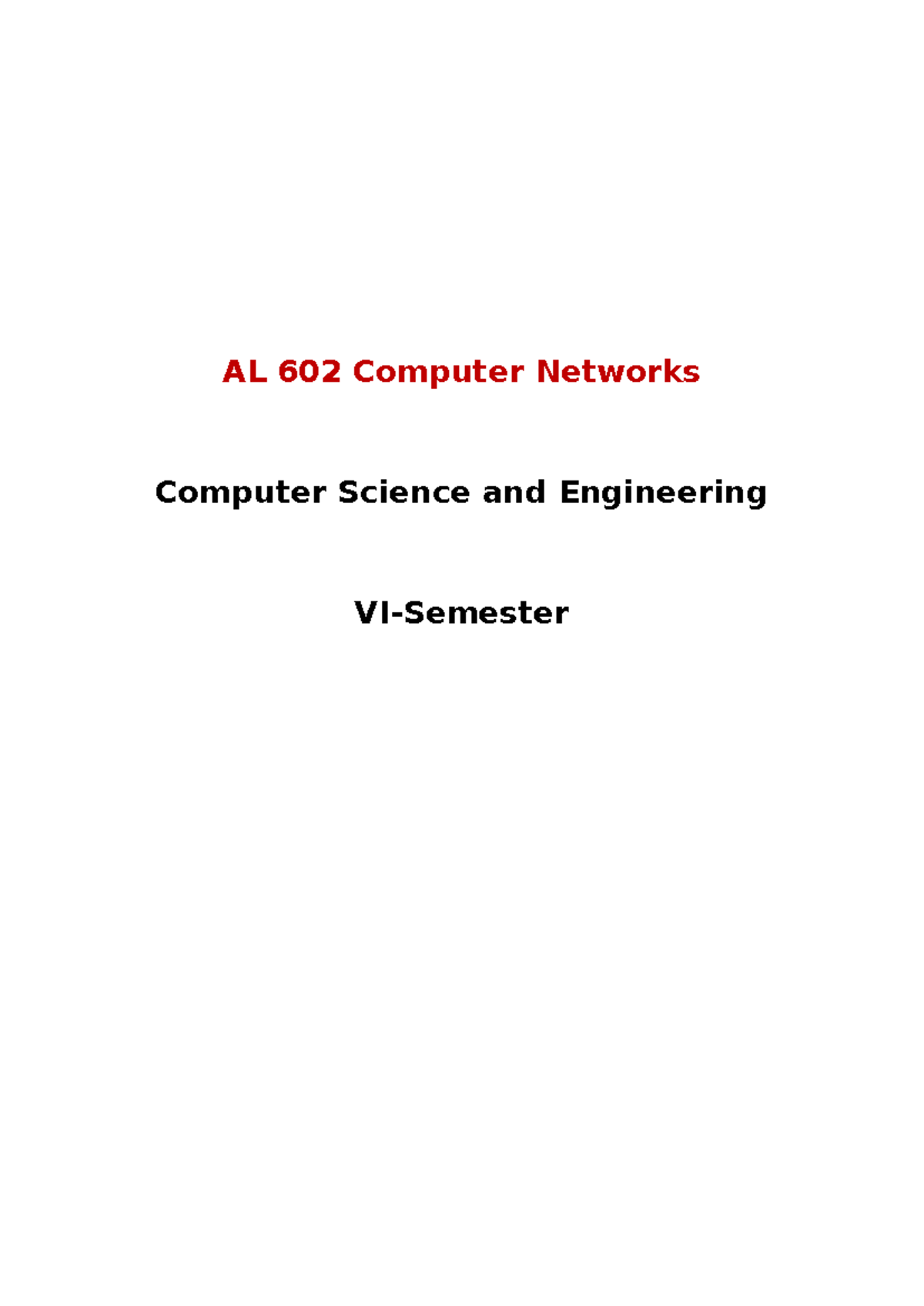 CN AL 602 Computer Networks - Unit 1 Chapter 1 Notes - Studocu