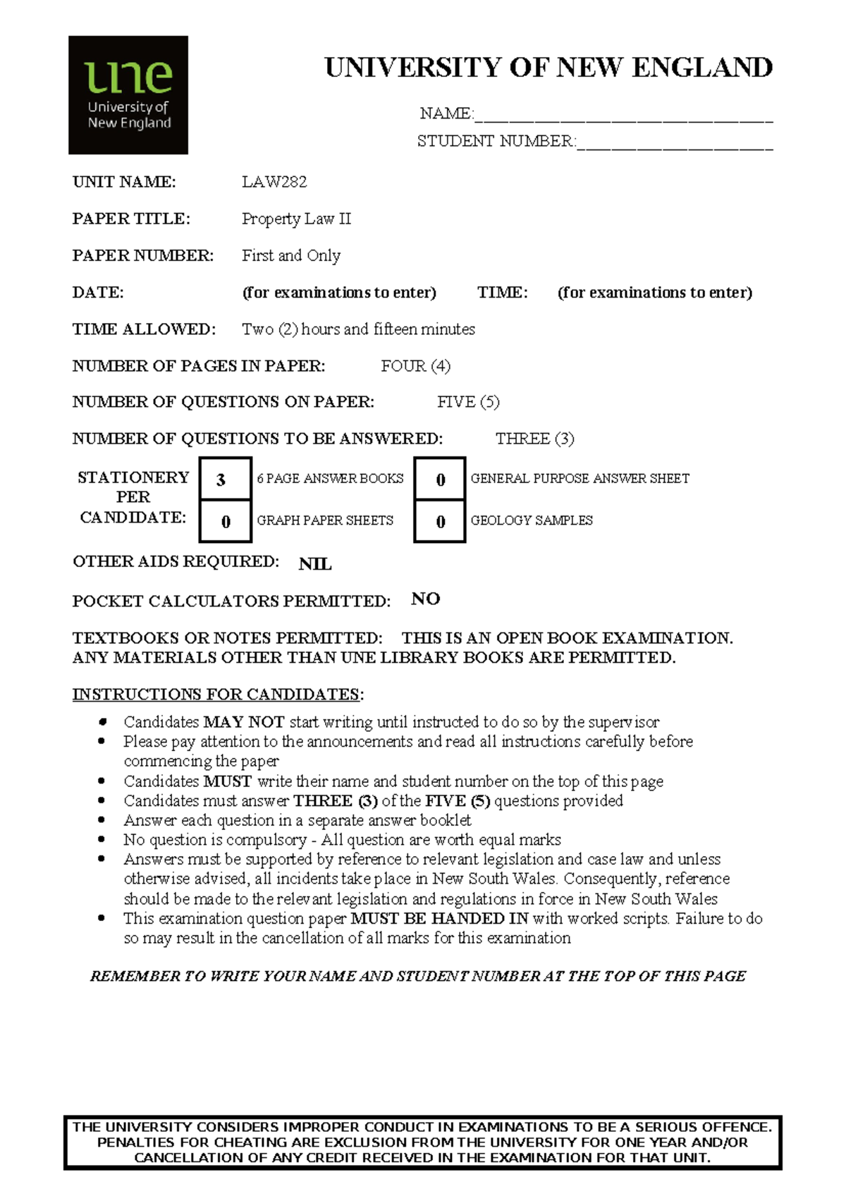 LAW282 Final Exam T2 2015 - Property Law II Practice Questions - Studocu