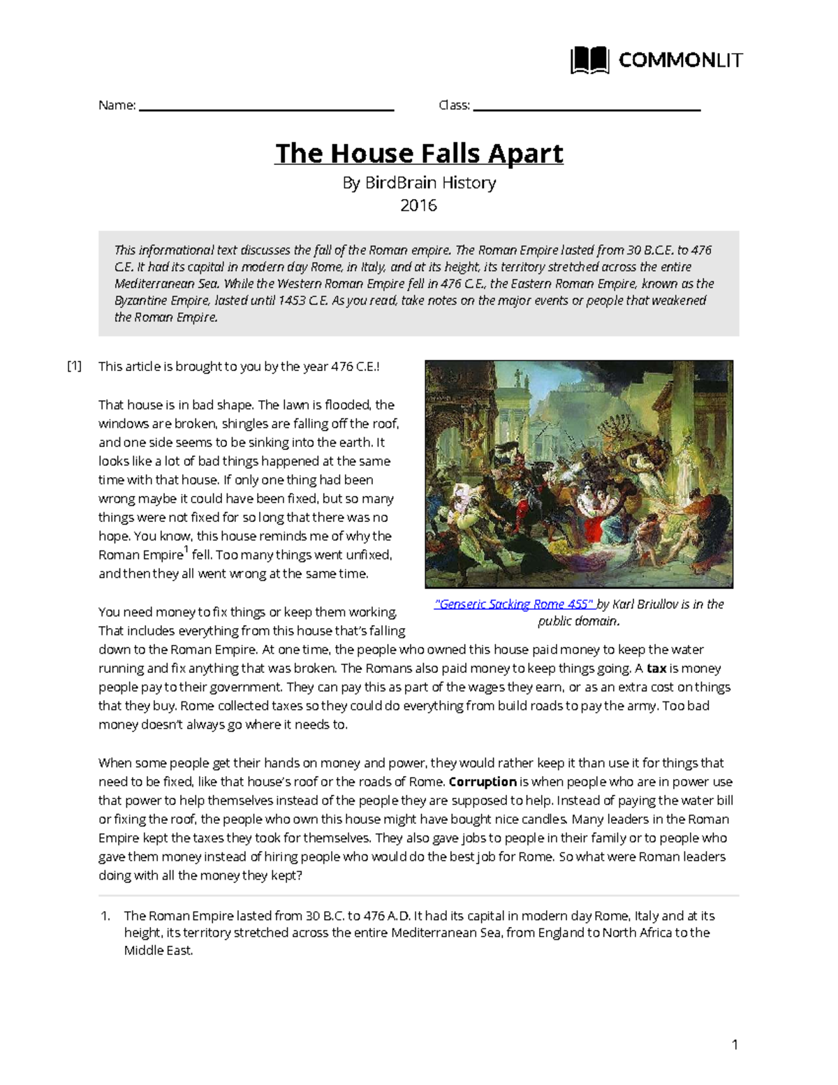 HIST 2016: The House Falls Apart - Analyzing the Fall of Rome - Studocu