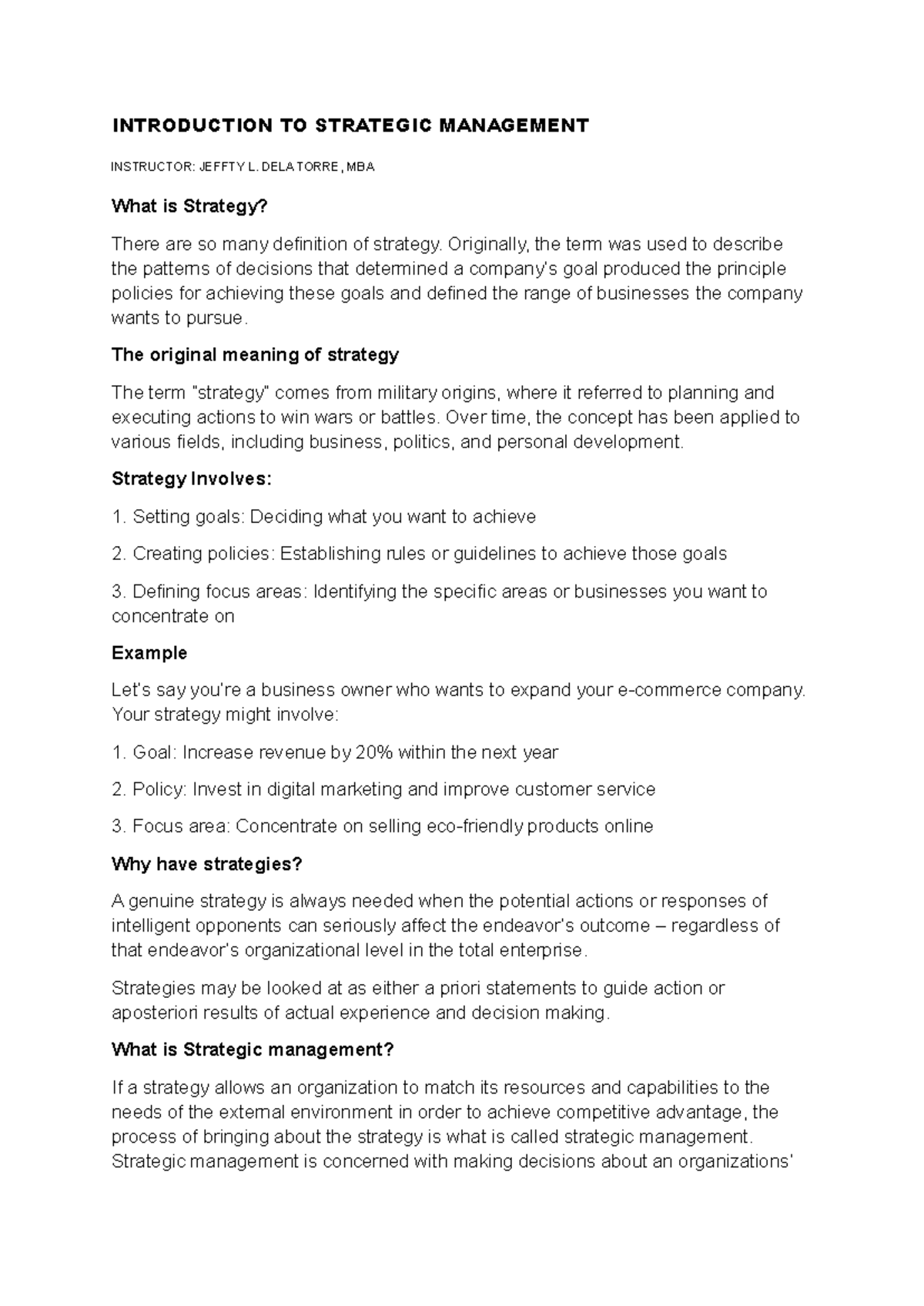 Strategic Management 101: Understanding Strategy and Its Importance ...