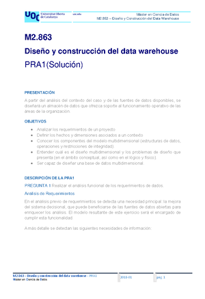 22 - Enunciado de la pra1 de bda - Diseño y uso de bases de datos analíticas Estudios de - Studocu