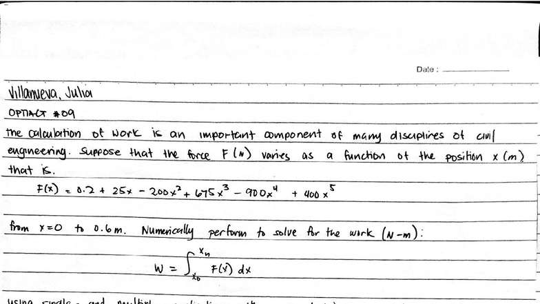 Numerical Integration Techniques for Work Calculation in CE2D - Studocu