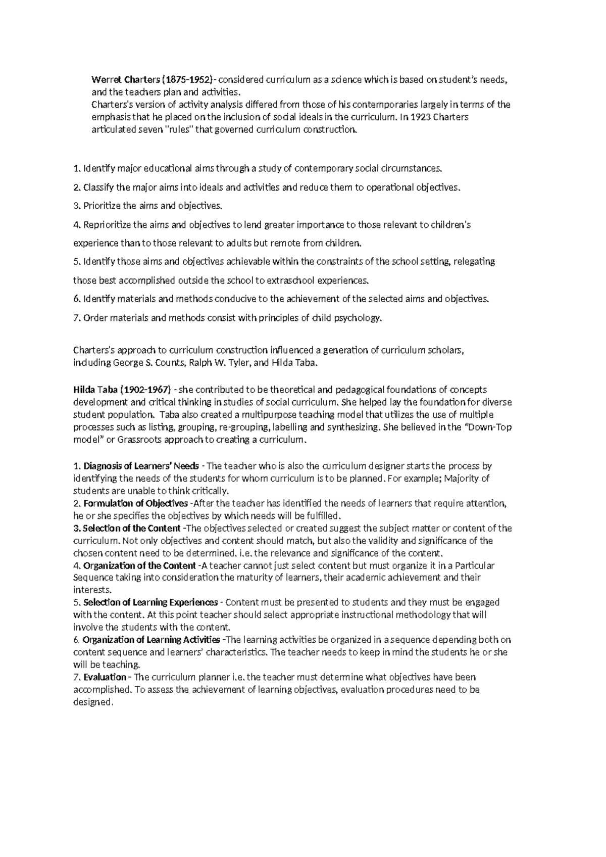 Curriculum Development Insights: Werret & Taba's Contributions (EDU 101 ...