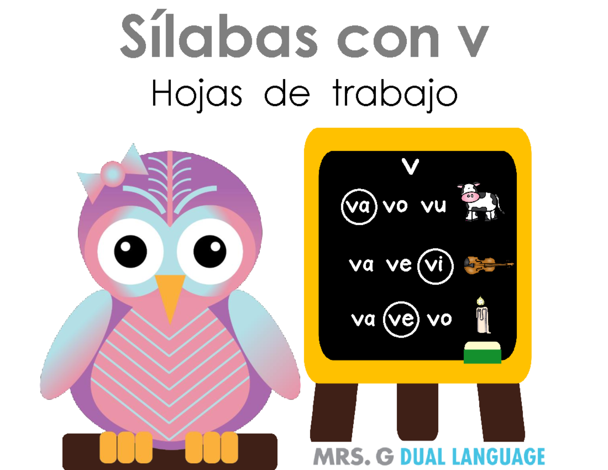 Sílabas con la letra V Dual languaje - Sílabas con v ####### Hojas de ...