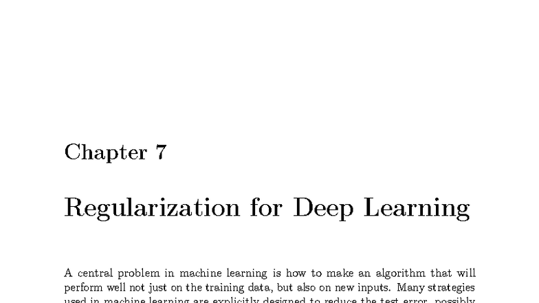 Chapter 7: Regularization Techniques in Deep Learning (CSE R22) - Studocu