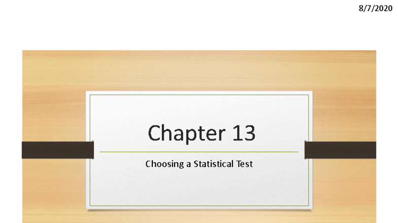 Ch 13 Choosing a Statistical Test - Stats Analysis Guide - Studocu