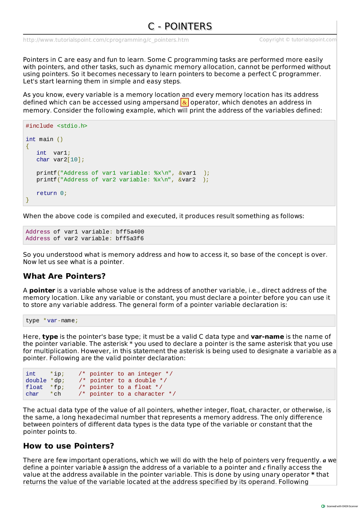 C Pointers - Detailed Guide on Usage and Memory Management - Studocu