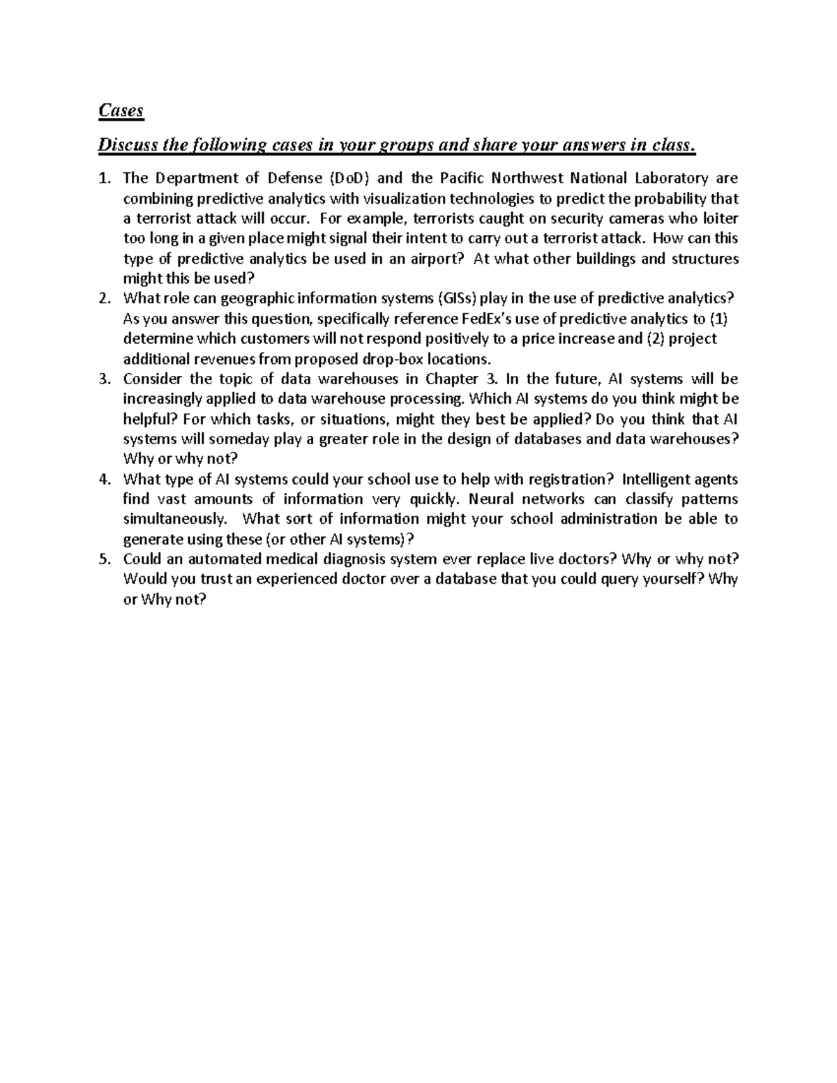 Tutorial 1: Case Studies in Predictive Analytics - CIN502 - Studocu