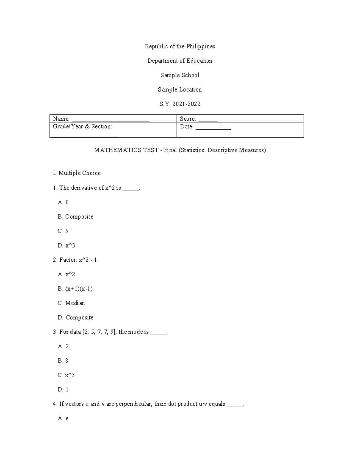 MATH 167 Final Exam: Statistics Descriptive Measures Fall 2021 - Studocu