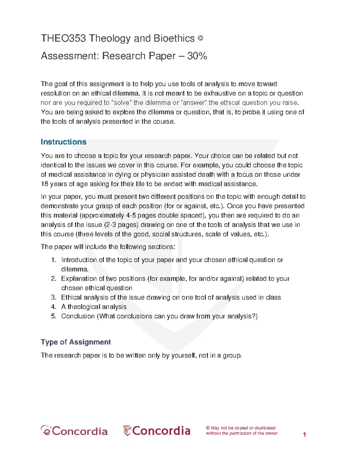 THEO353 - Theology and Bioethics Research Paper Guidelines - Studocu
