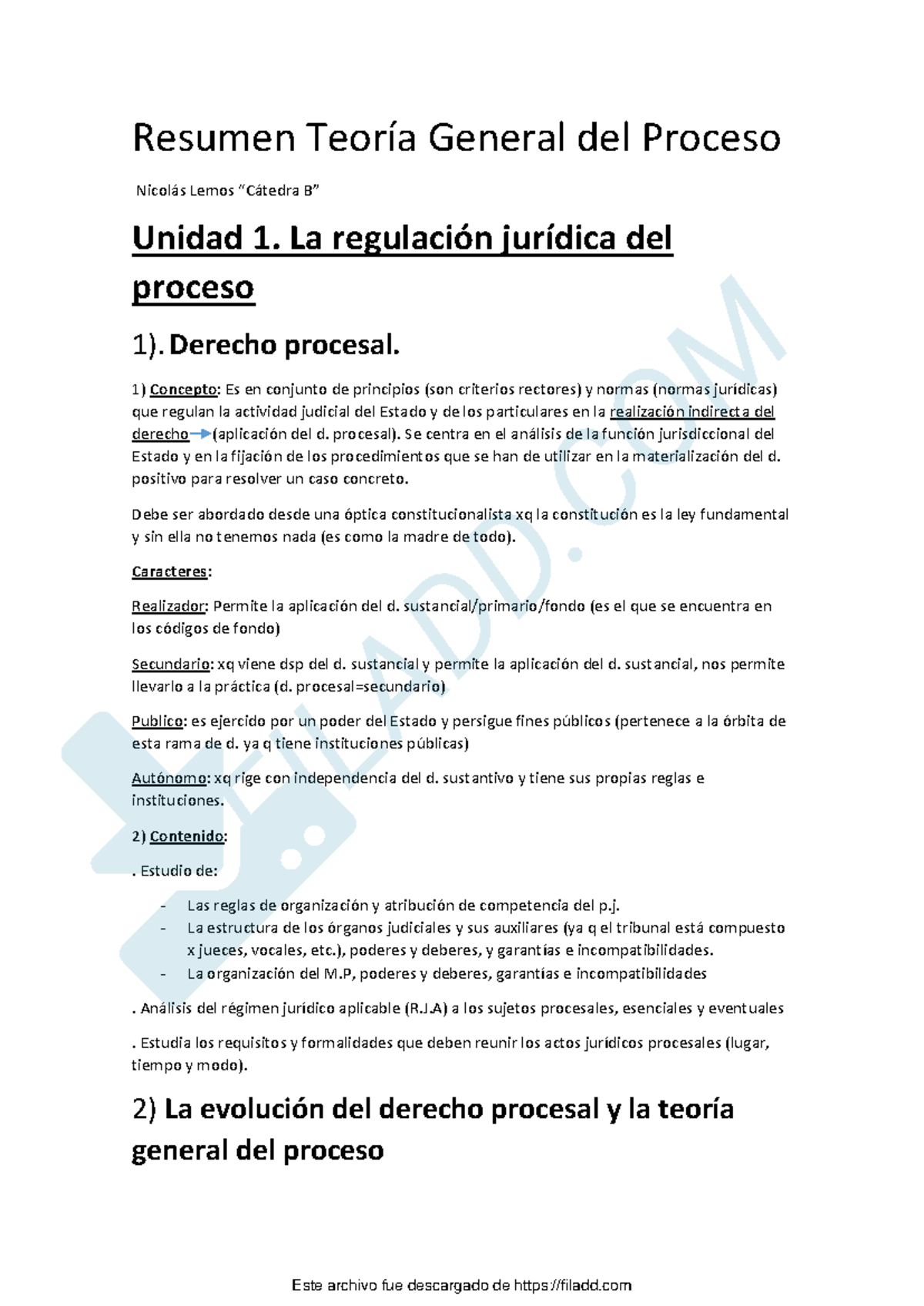 Resumen de la Teoría General del Proceso - Derecho Procesal OM - Studocu