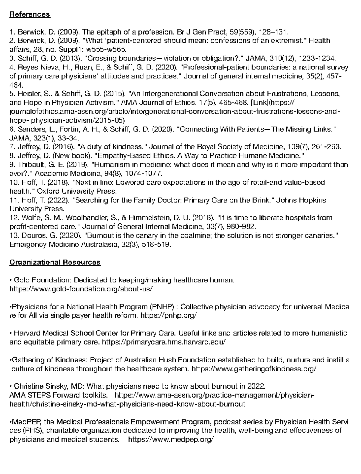 Bibliography for Health Affairs and Primary Care Studies - Studocu