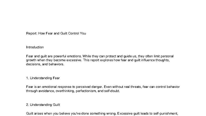 Report: How Fear and Guilt Control You - Emotional Insights - Studocu