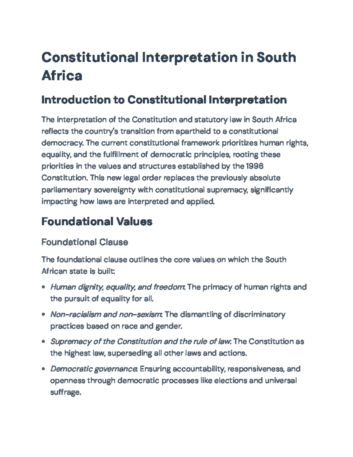 Constitutional Interpretation in South Africa: Key Principles and ...