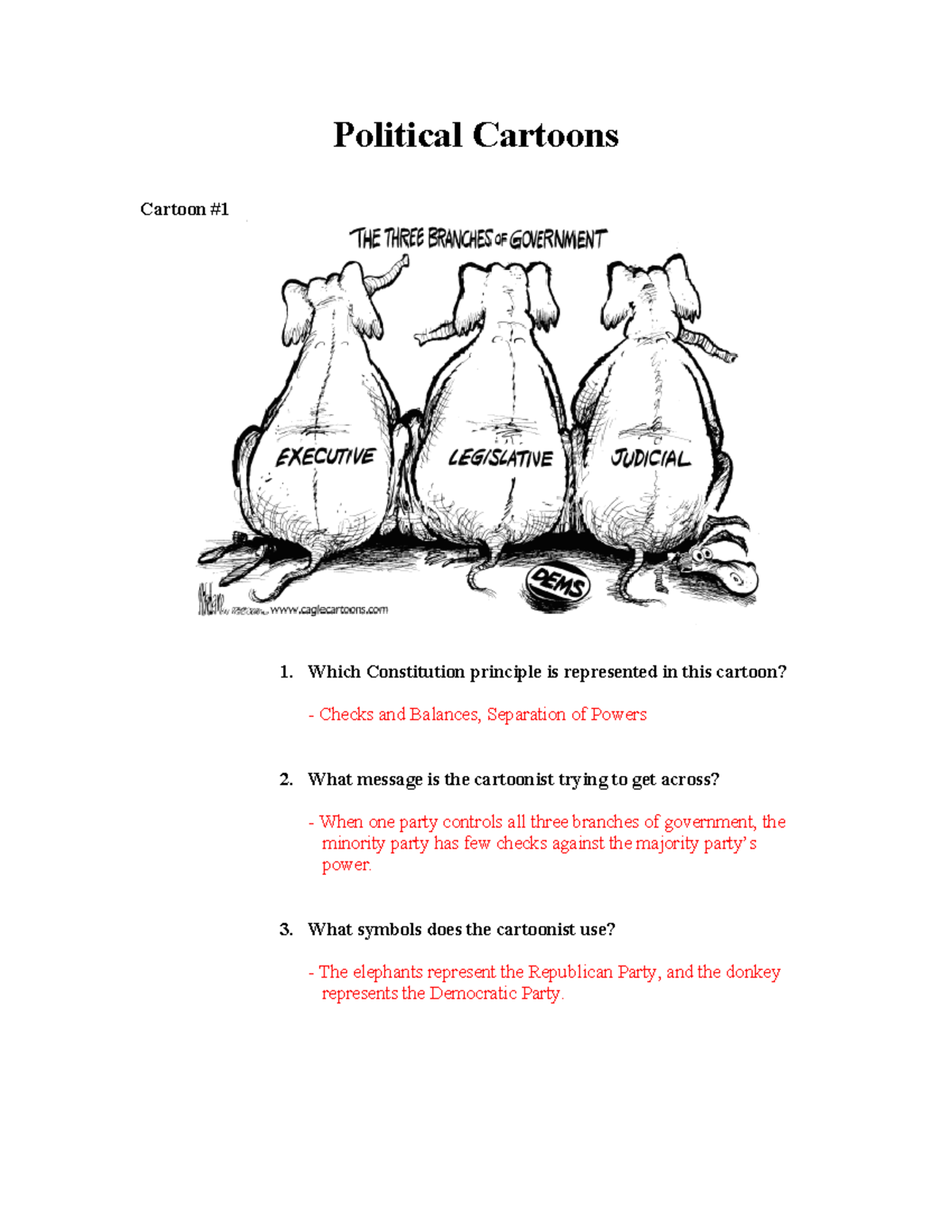 Separation Of Powers Political Cartoon