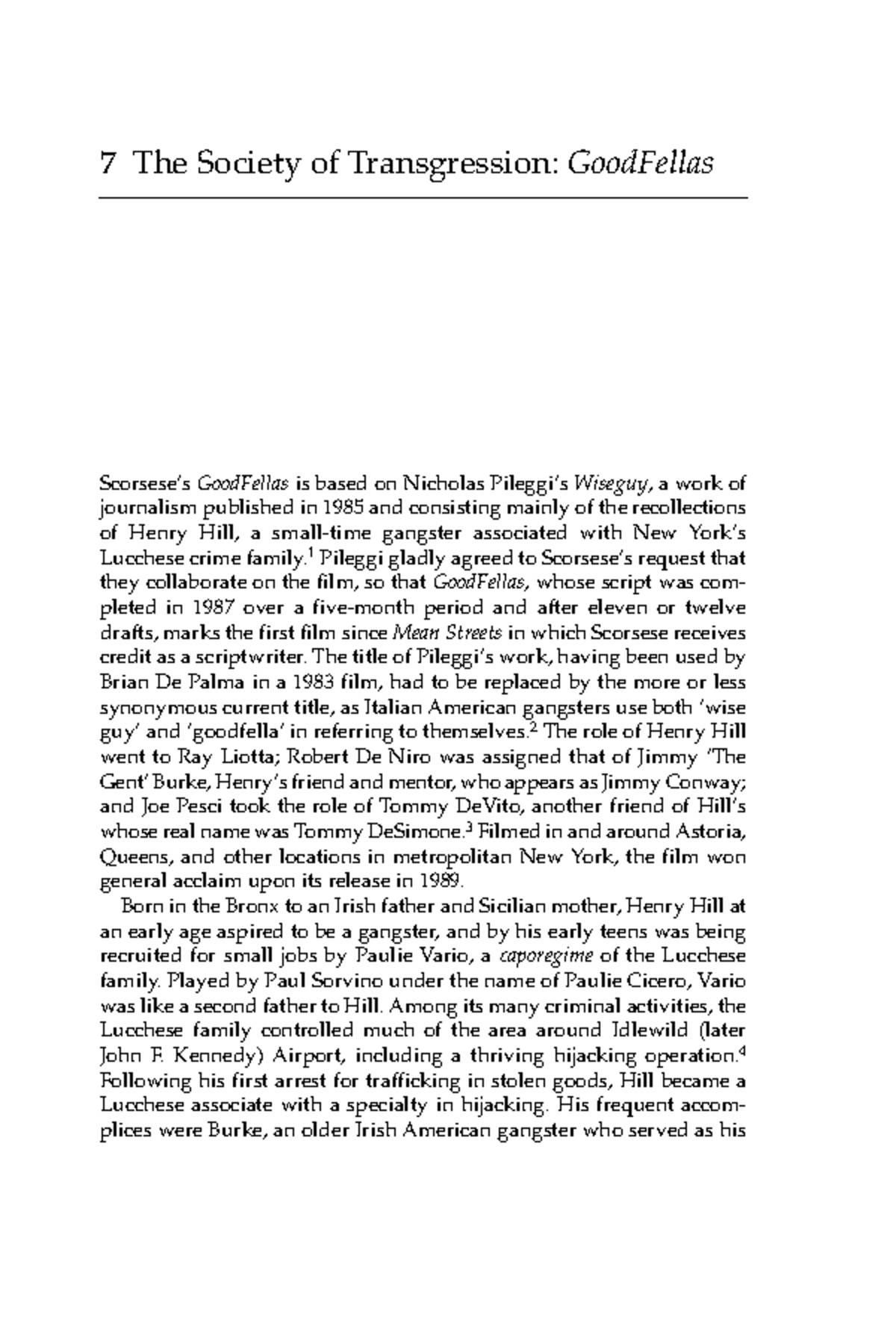 266 SOCIETY OF TRANSGRESSION IN GOODFELLAS: A CRITICAL ANALYSIS - Studocu