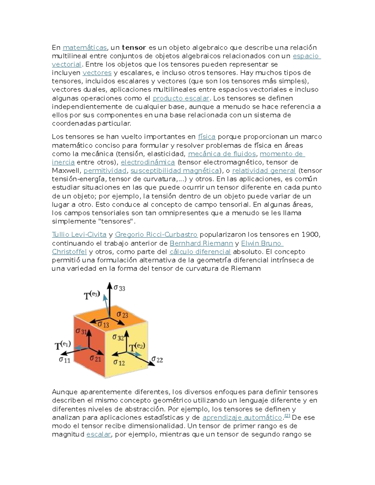Tensors - Importancia y Aplicaciones en Matemáticas - Studocu