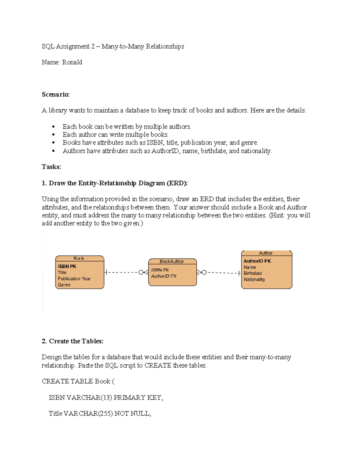 SQL Assignment 2: Many-to-Many Relationships ERD & Table Design - Studocu