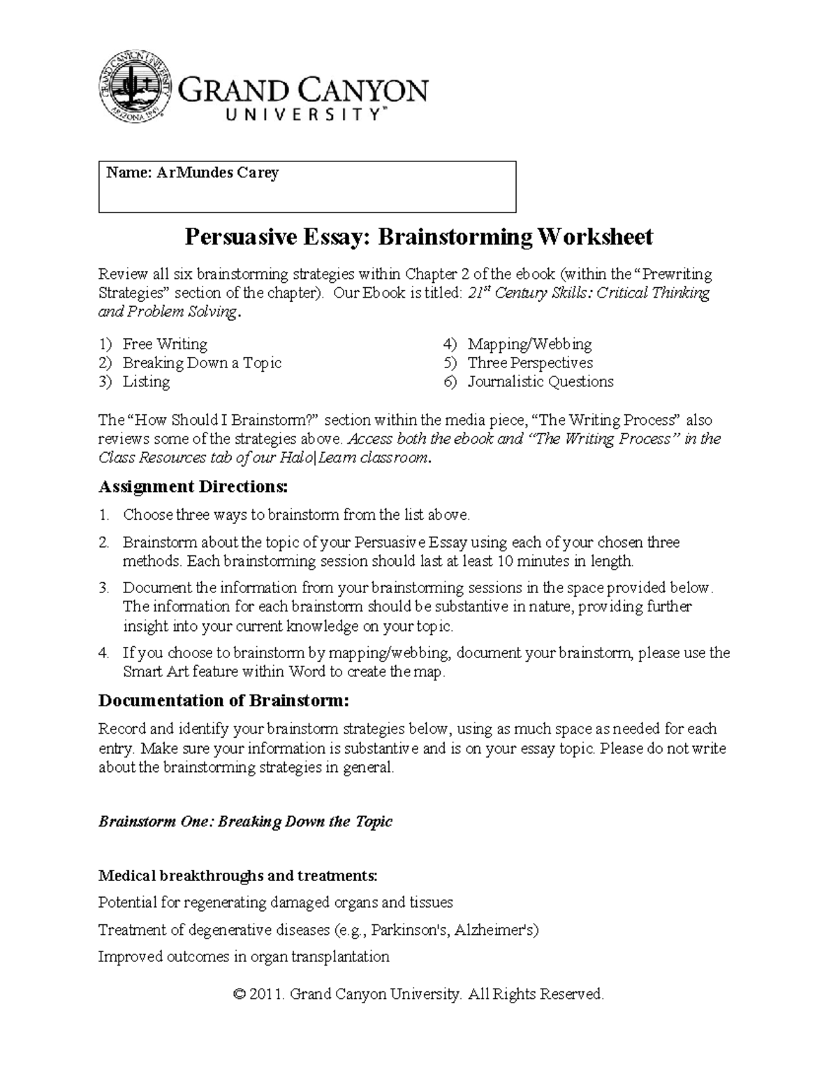 PHI105 T2 Persuasive Essay Brainstorming Worksheet (Apr 2023) - Studocu