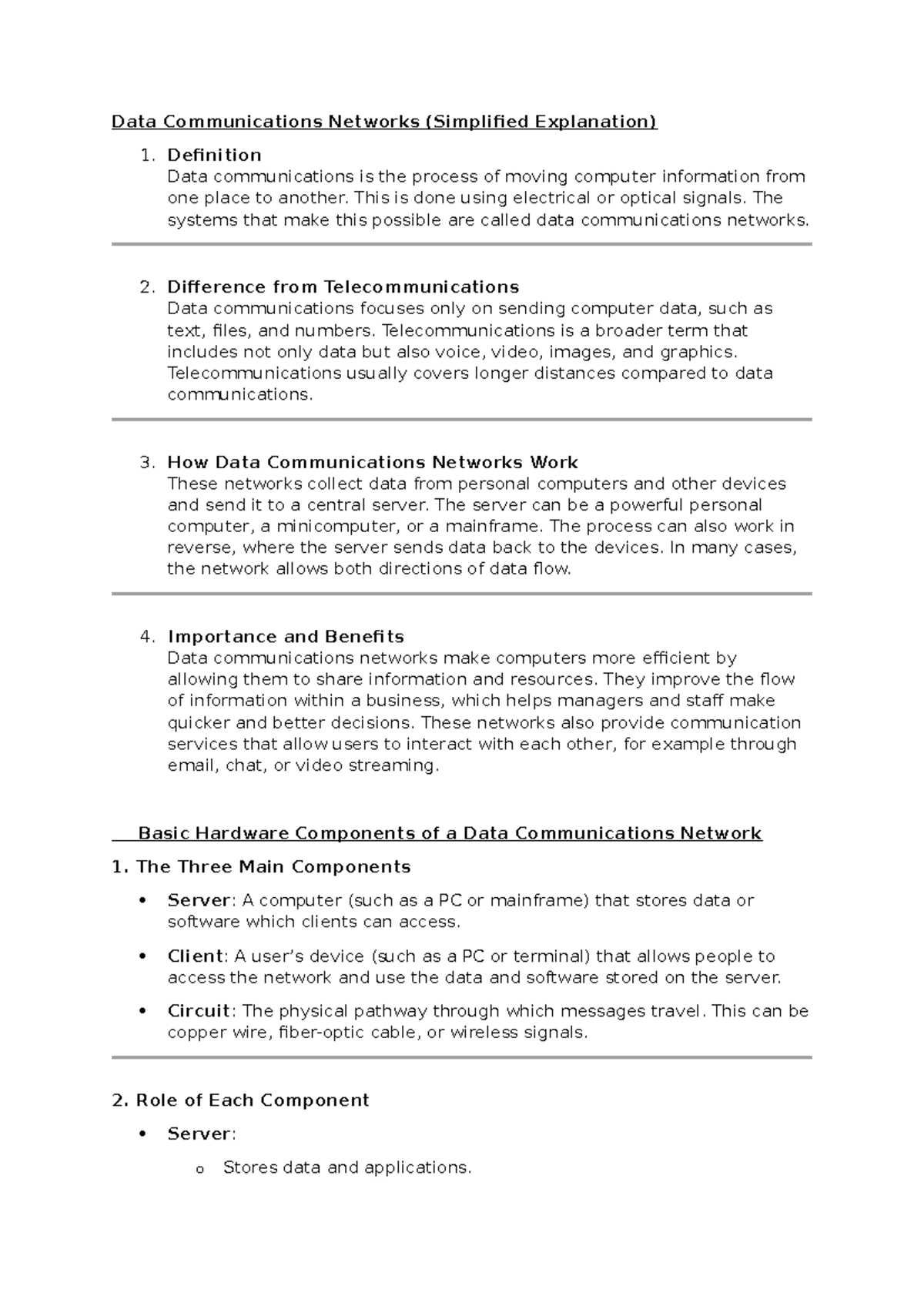Data Communications Networks: A Simplified Overview (Chapter 1) - Studocu