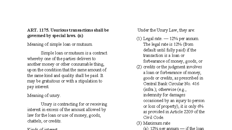 Chapter 2 Summaries: Articles 1175-1178 in Obligation Law - Studocu