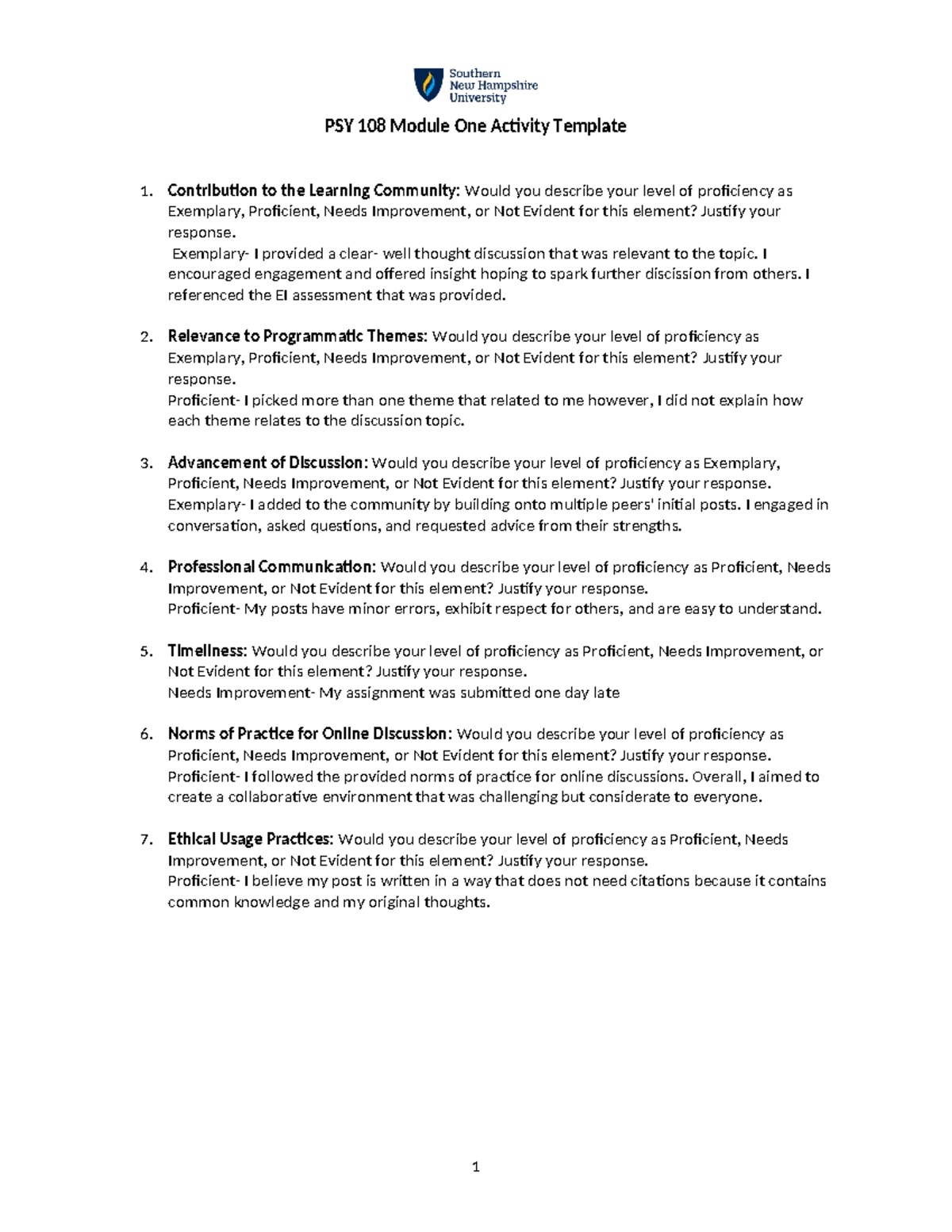 PSY 108 Module One Activity Template Official - PSY 108 Module One ...