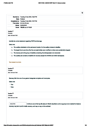 IT6203A Prelim Quiz Lab 2 - is used by the Oracle JVM (Java Virtual ...