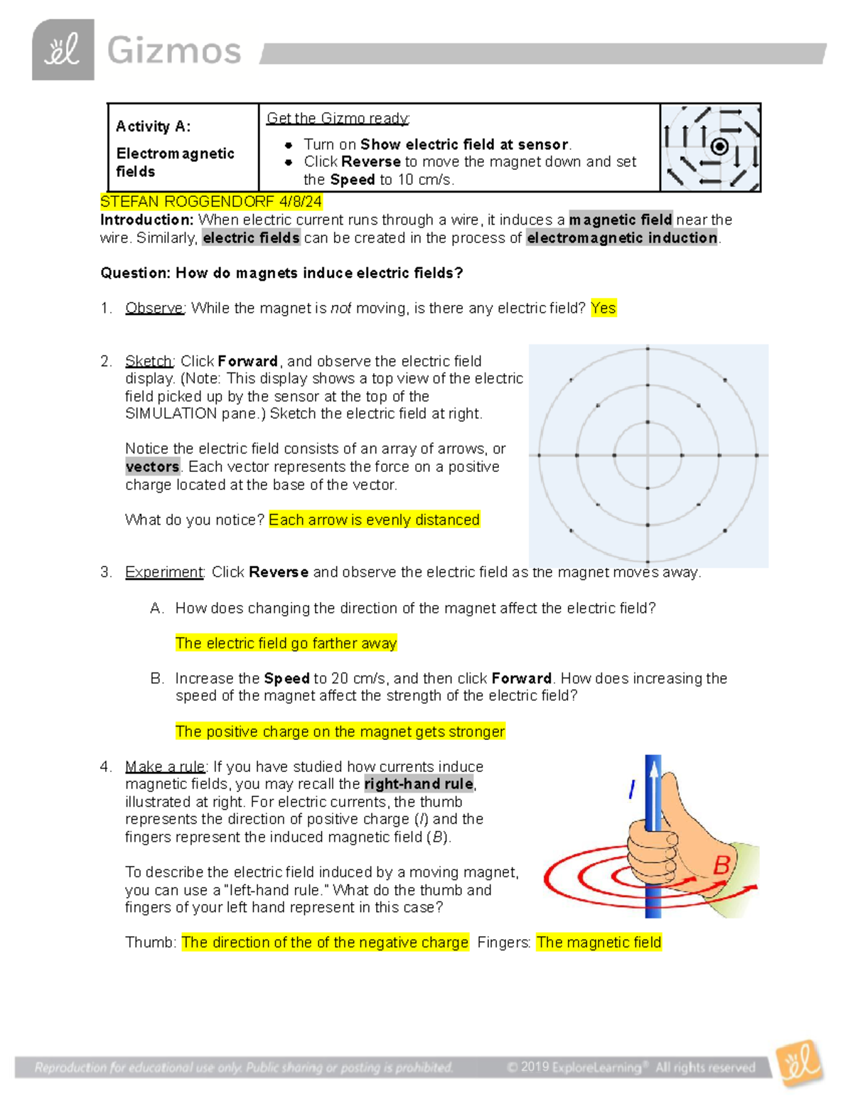 Electromagnetic Induction Gizmo Activity Answers (Course Code: EL-101) - Studocu