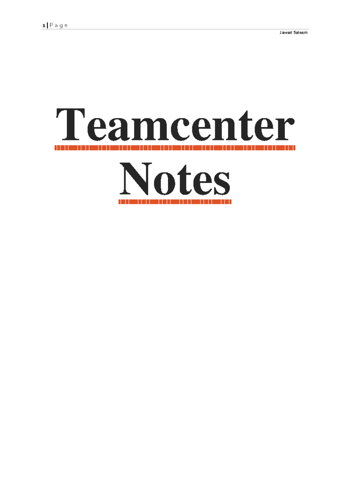 AGE Jawad Saleem Teamcenter Lecture Notes - Studocu