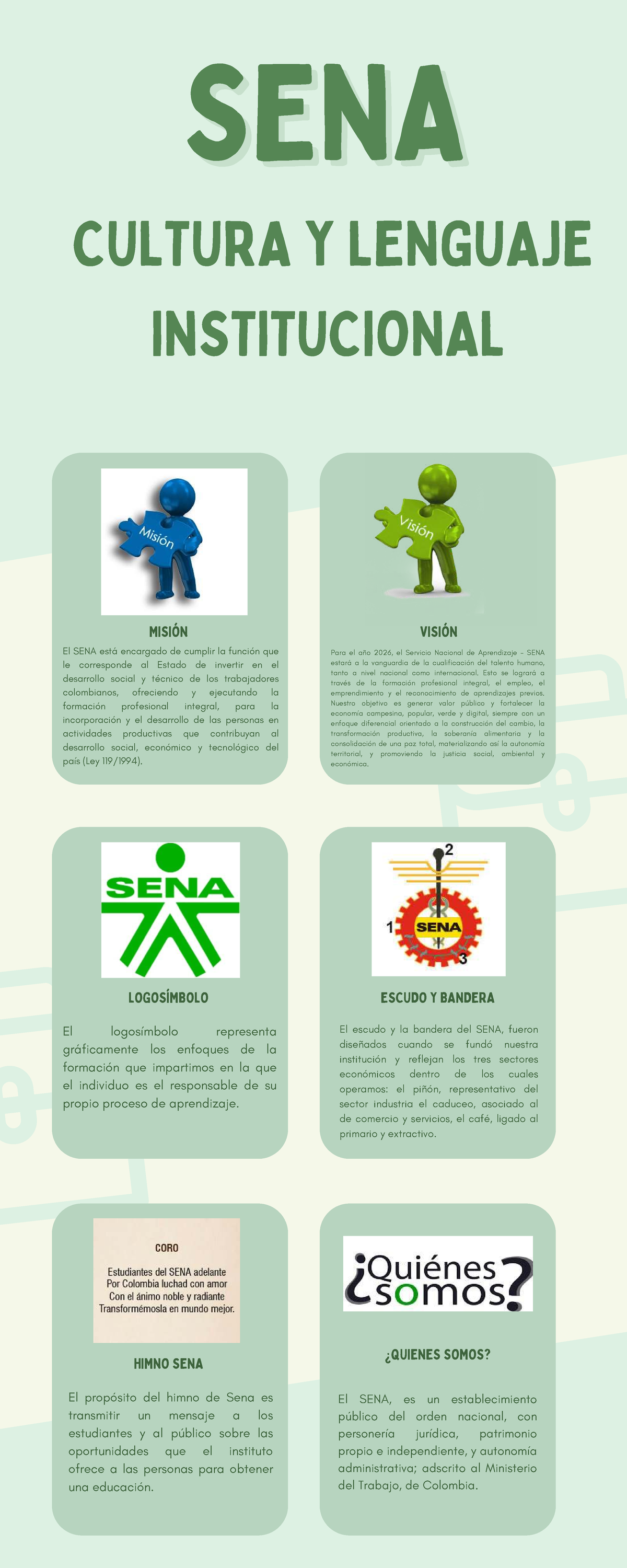 Infografía sobre la Misión y Visión del SENA: Cultura y Lenguaje - Studocu