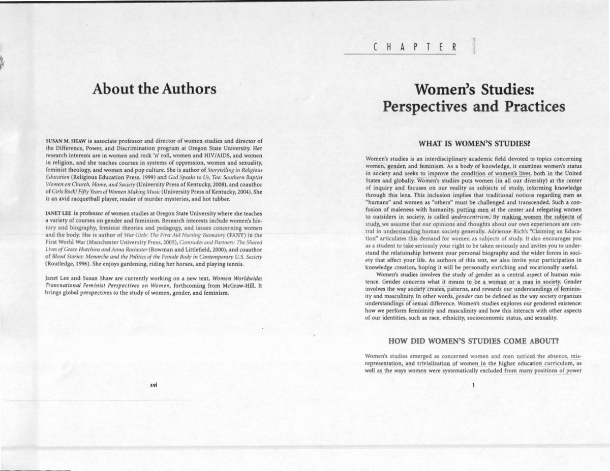WGS 101: Introduction to Women's Studies - Author Insights and Course ...