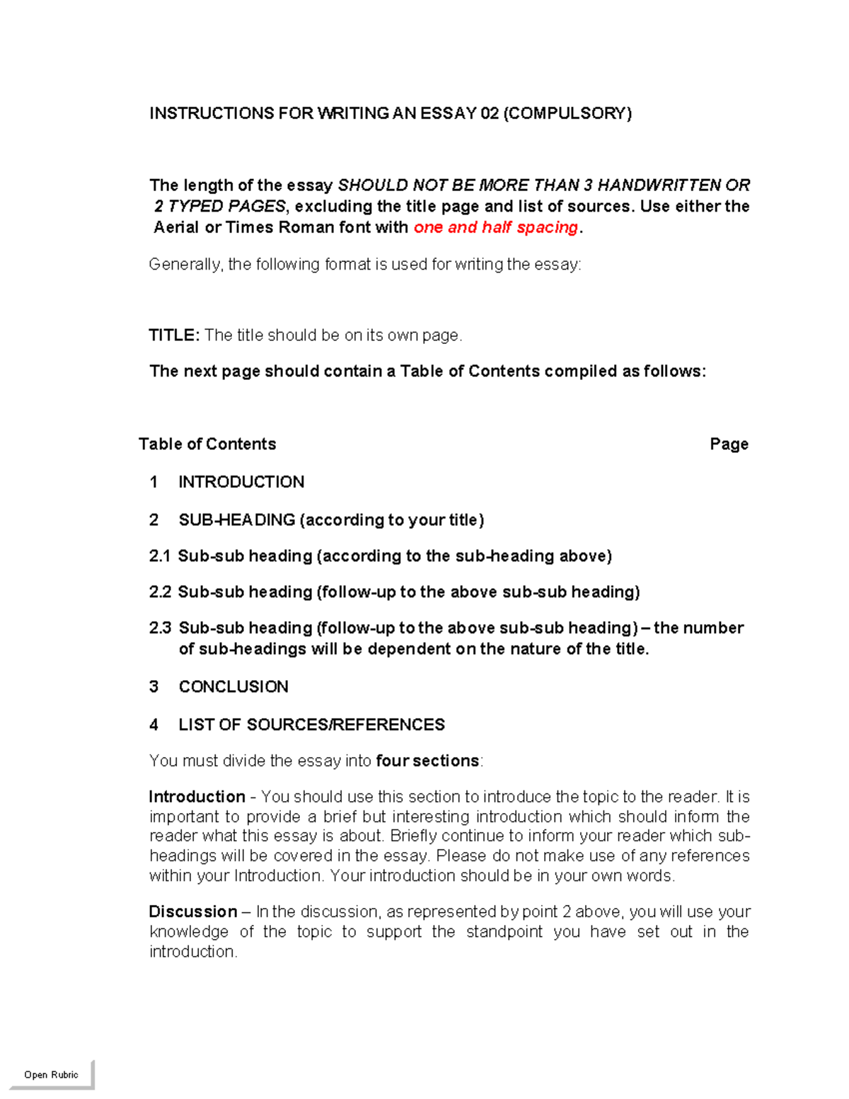 PUB3703 Essay Writing Instructions for Assessment 02 (Compulsory) - Studocu