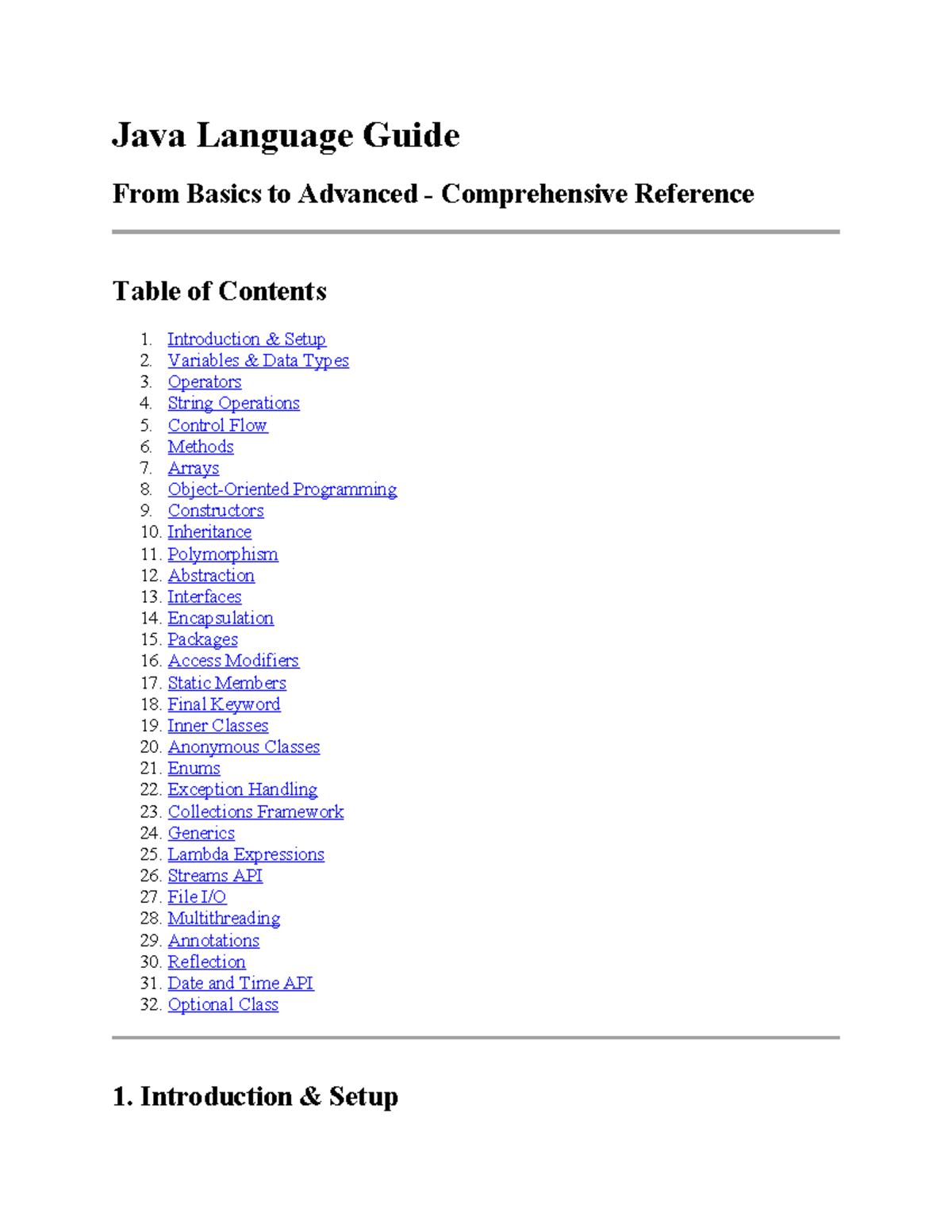 Java Language Guide: From Basics to Advanced Concepts - Studocu
