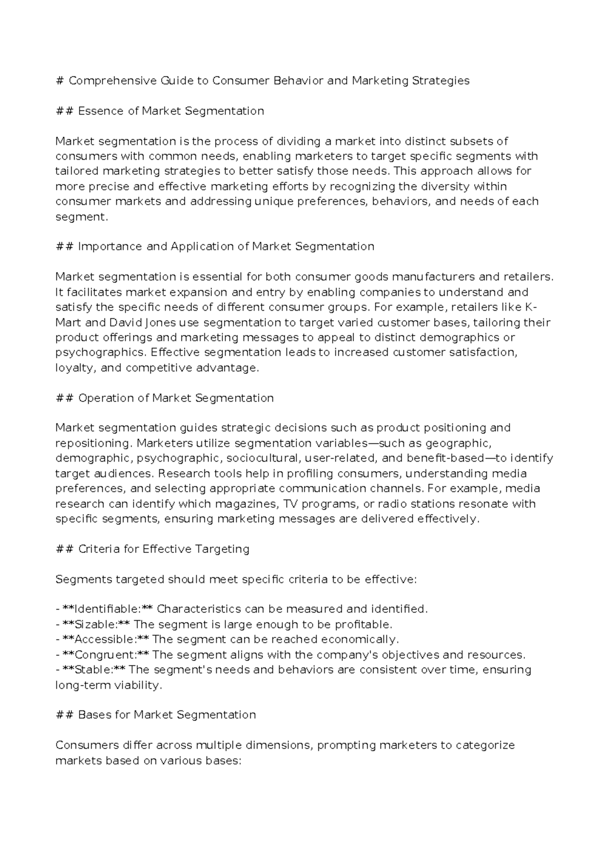 Comprehensive Guide to Consumer Behavior & Marketing Strategies (MKT ...