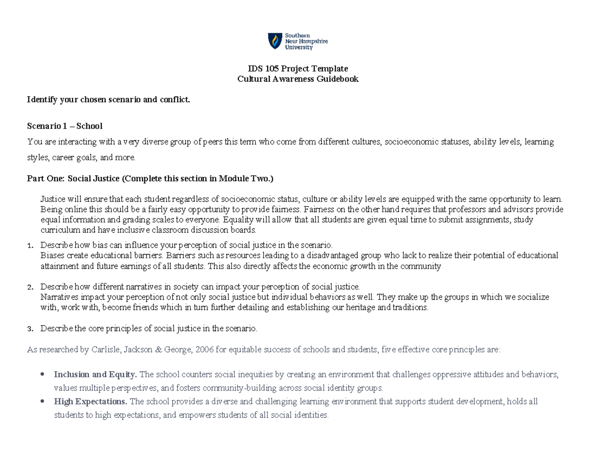 Cultural Awareness & Social Justice Guide - IDS-105 Project Template ...