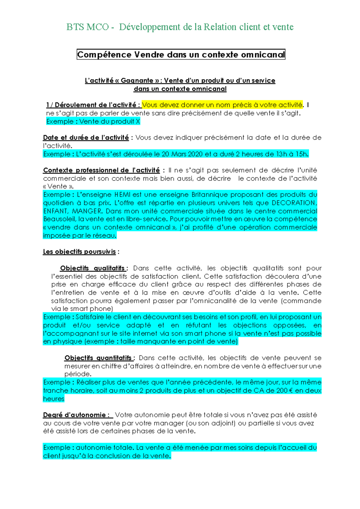 Compétence Vendre dans un contexte omnicanal - BTS MCO - Développement de la Relation client et ...