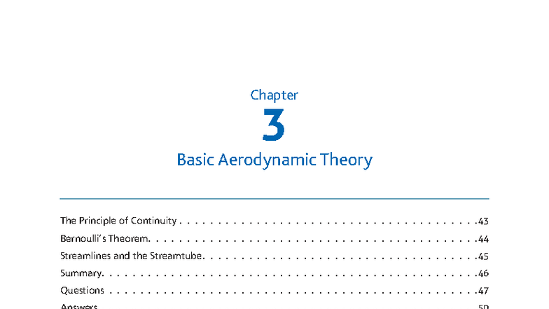 Chapter 3: Basic Aerodynamic Theory - Continuity Principle (ATPL 203) - Studocu