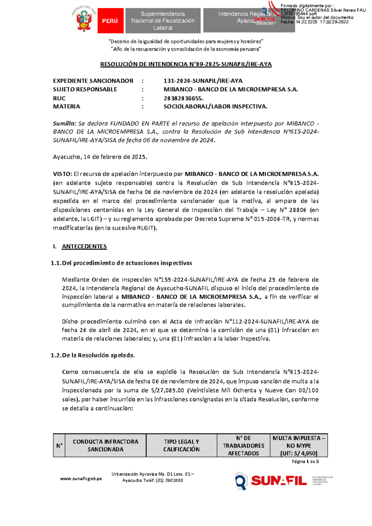 R2 9 2025 1150 - Resolución de Apelación de MIBANCO S.A. - Studocu