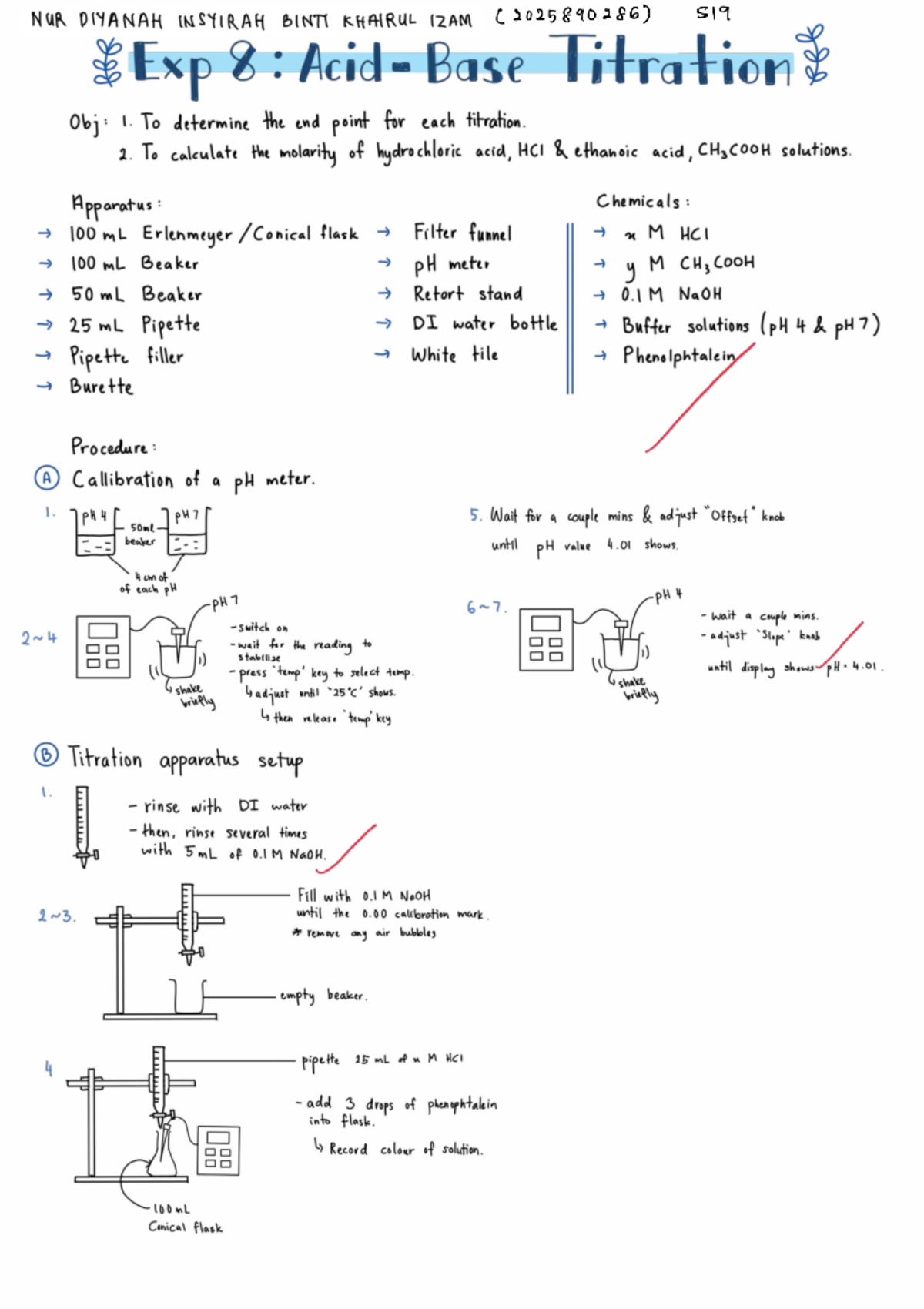 CHM 519 Exp 8: Acid-Base Titration Procedure and Objectives - Studocu