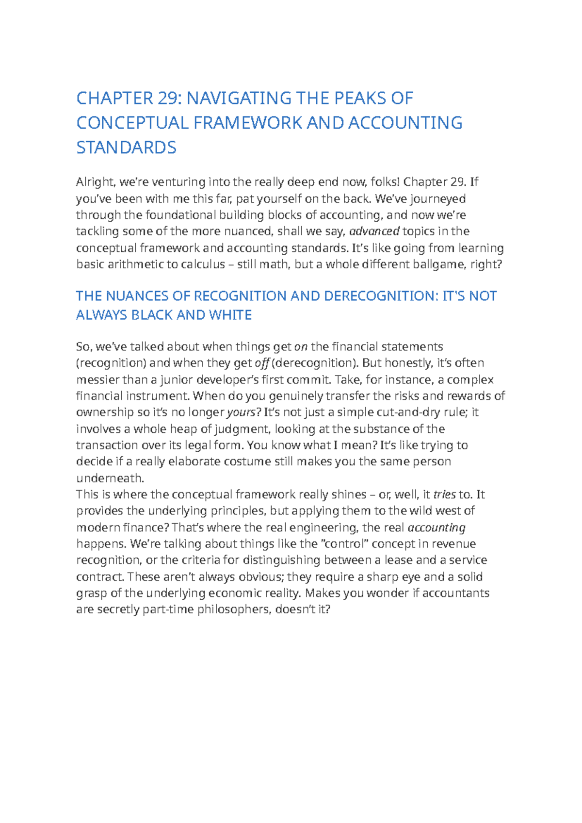 CHAPTER 29: ADVANCED CONCEPTUAL FRAMEWORK & ACCOUNTING STANDARDS - Studocu