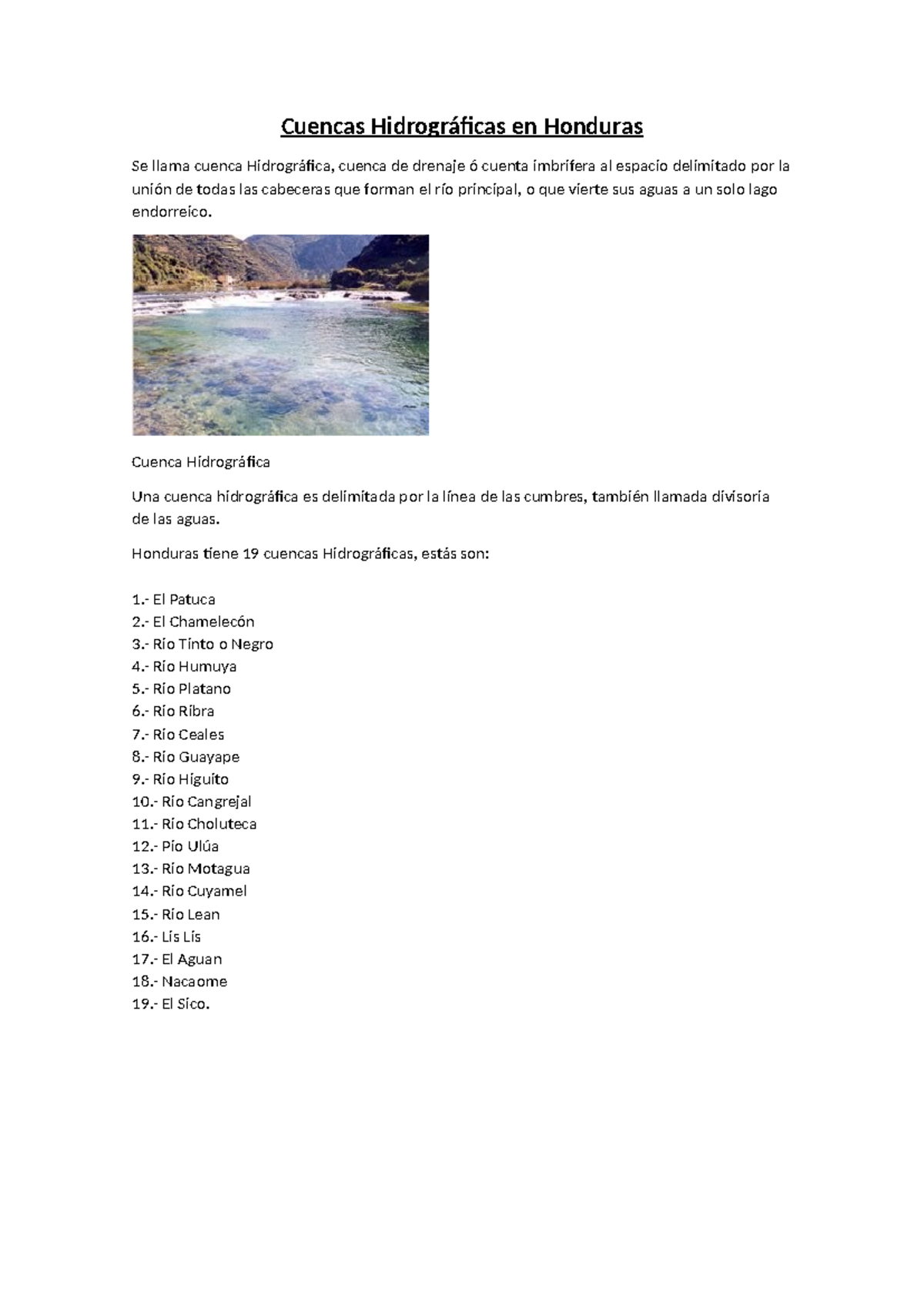 Cuenca Hidrográfica del Río Patuca en Honduras: Análisis y Detalles ...